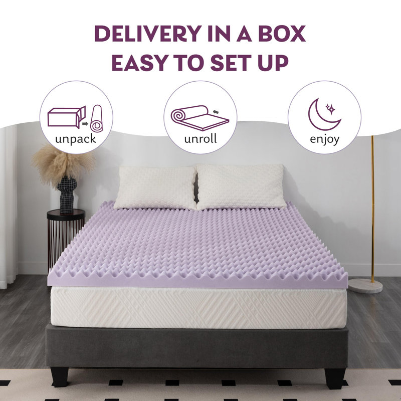 3 Inch Egg Crate Twin Memory Foam Mattress Topper Cooling Gel Infused Foam Mattress Topper For Pressure Relief Twin Bed Topper Purple Twin